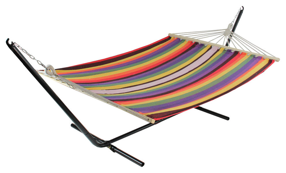 Striped Woven Cotton Double Tree Hammock Multi-Color - Beach Style ...
