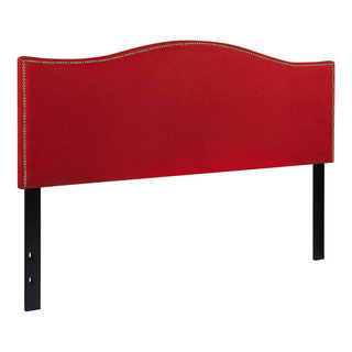 Lexington Upholstered Queen Size Headboard with Accent Nail Trim, Red ...
