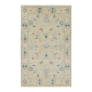 Jaipur Living Hacci Hand-Knotted Floral Cream/ Blue Area Rug, 10'x14 ...