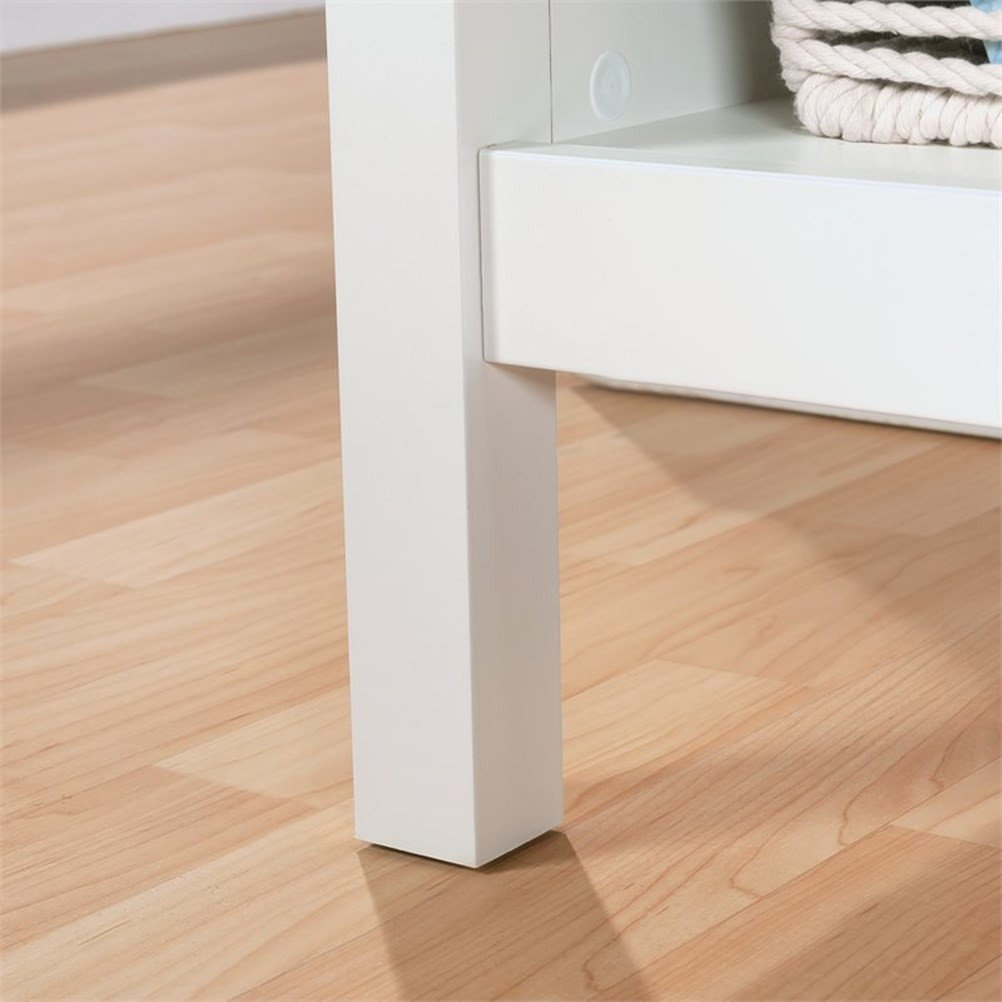 Pemberly Row Farmhouse Engineered Wood Hall Tree with Bench in White ...