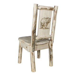 Montana Collection Side Chair With Laser Engraved Bear Design, Ready to ...
