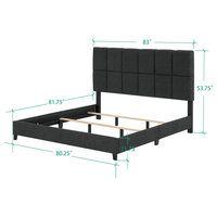 Legends Home King Size Grey Squares Upholstered Platform Bed ...
