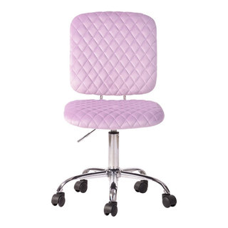 CRO Decor Velvet Secretary Office Chair In Metal Base Pink ...