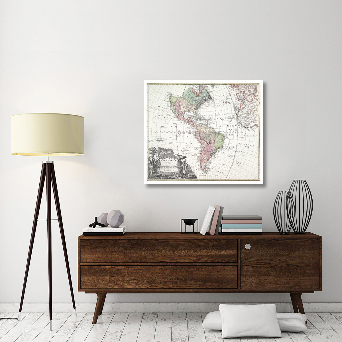"North and South America, 1746" Digital Paper Print by Homann Heirs, 18 ...