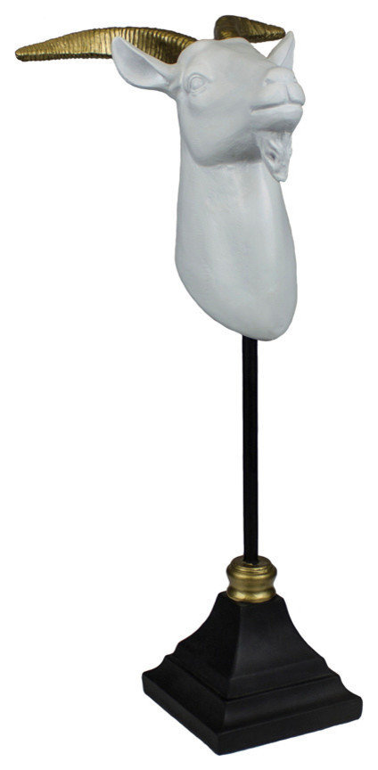 Sagebrook Home 4.5" Sheep Head on Base, Black/Gold - Southwestern ...