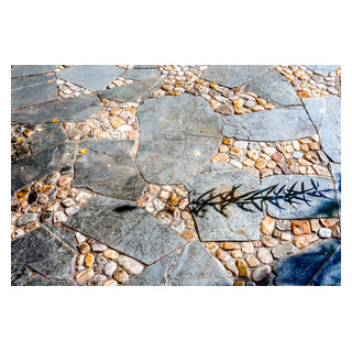 Rundle Stone & River Rock Patio & Pathway - Shabby-chic Style - Calgary ...