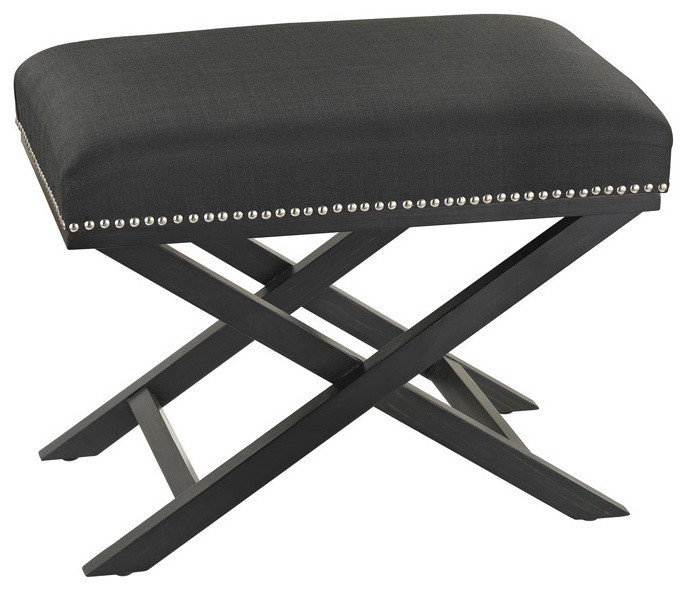 Black Cross Leg Bench - Transitional - Vanity Stools And Benches - by ...