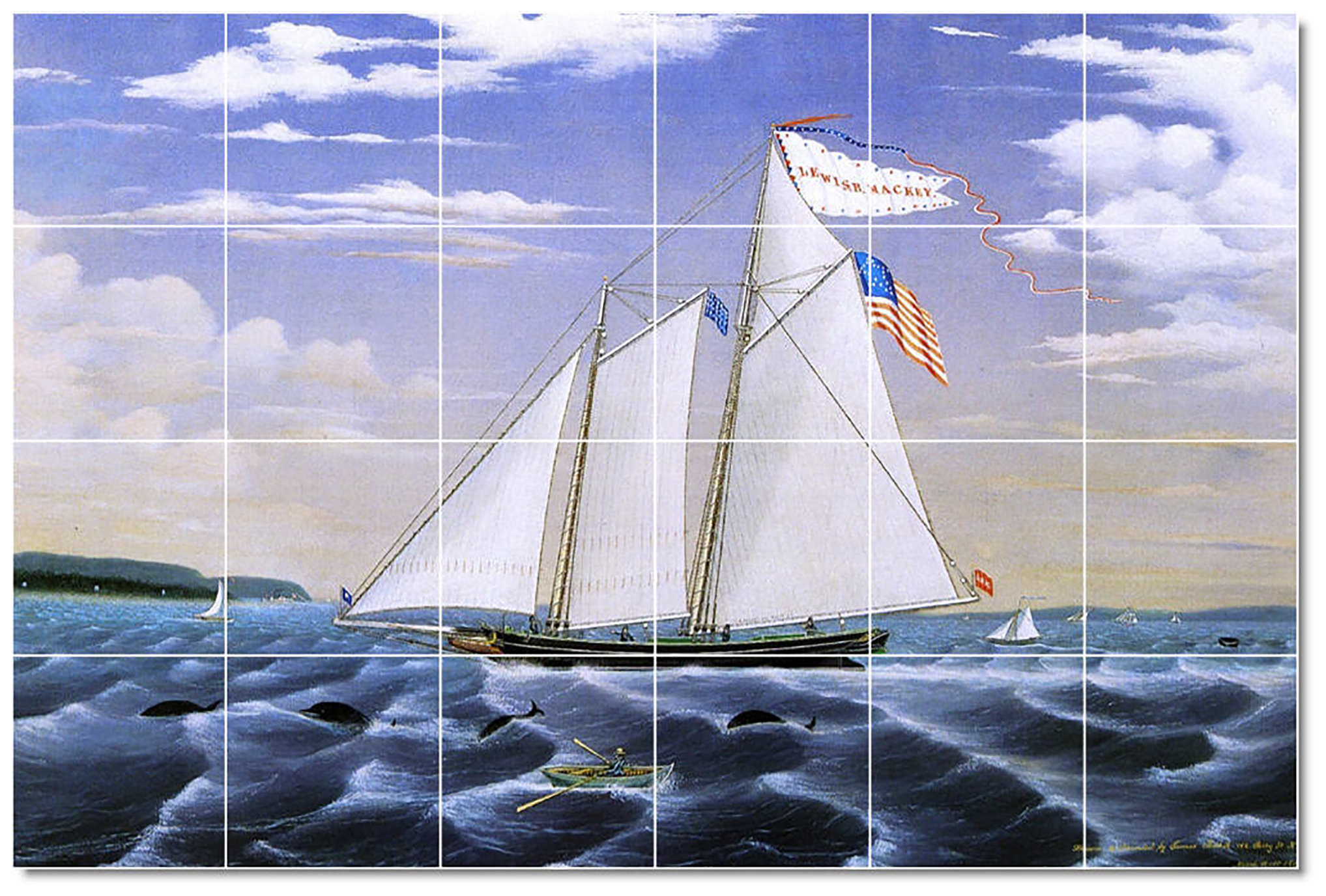 James Bard Ship Boat Painting Ceramic Tile Mural #73, 25.5" Wide x 17 ...