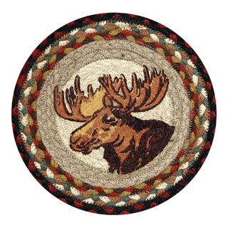 Moose Portrait Hand Printed Round Sample Rug - Rustic - Area Rugs - by ...