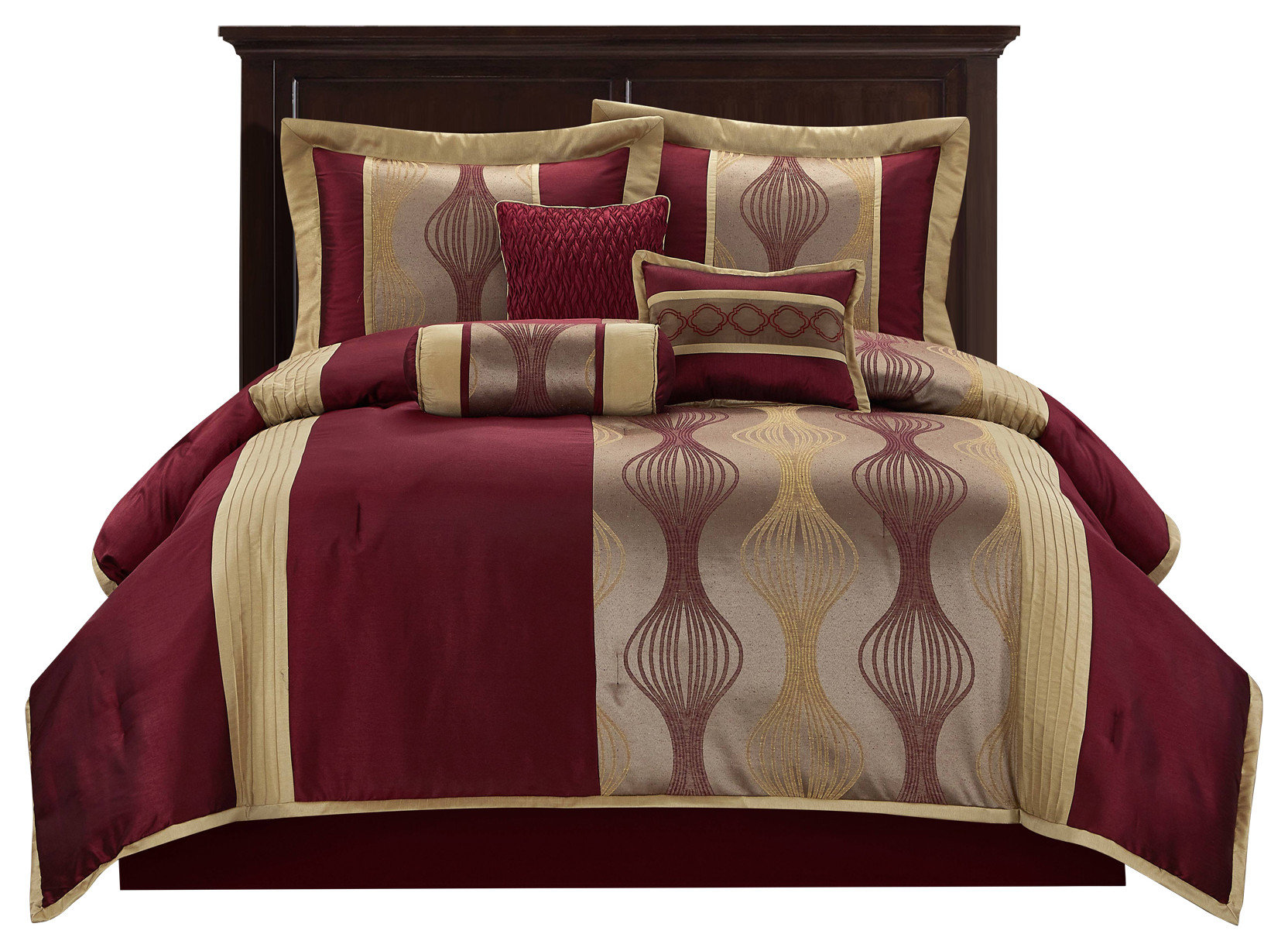 Kath 7-Piece Jacquard Comforter Set, Queen - Contemporary - Comforters ...