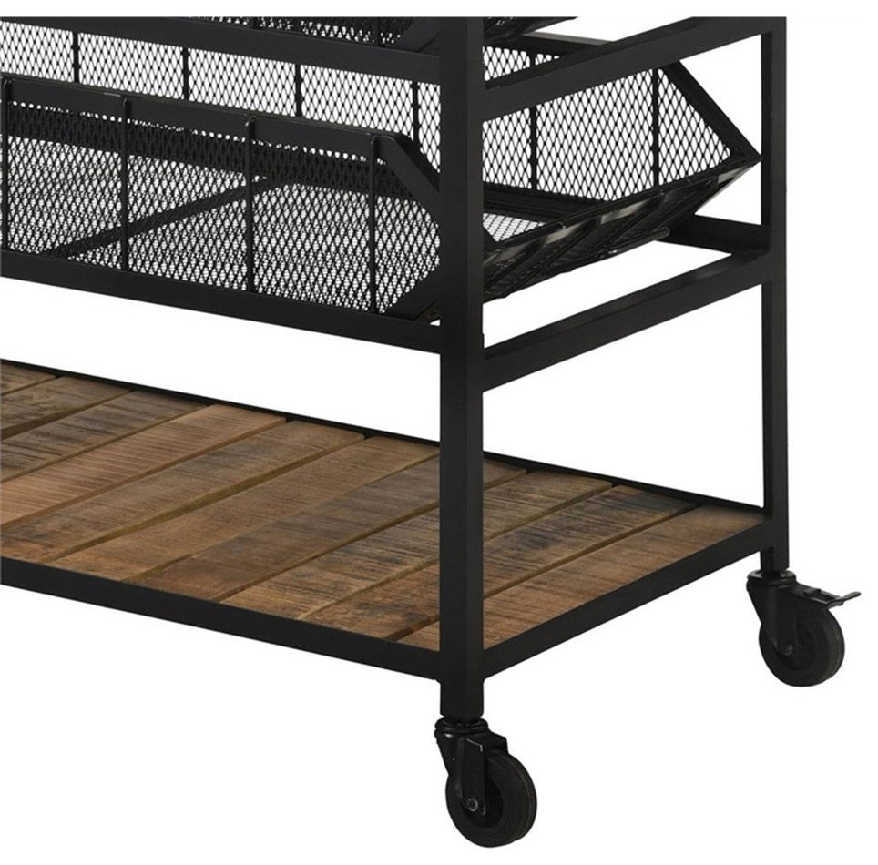 Coaster Evander Metal Frame Accent Storage Cart with Casters Natural ...