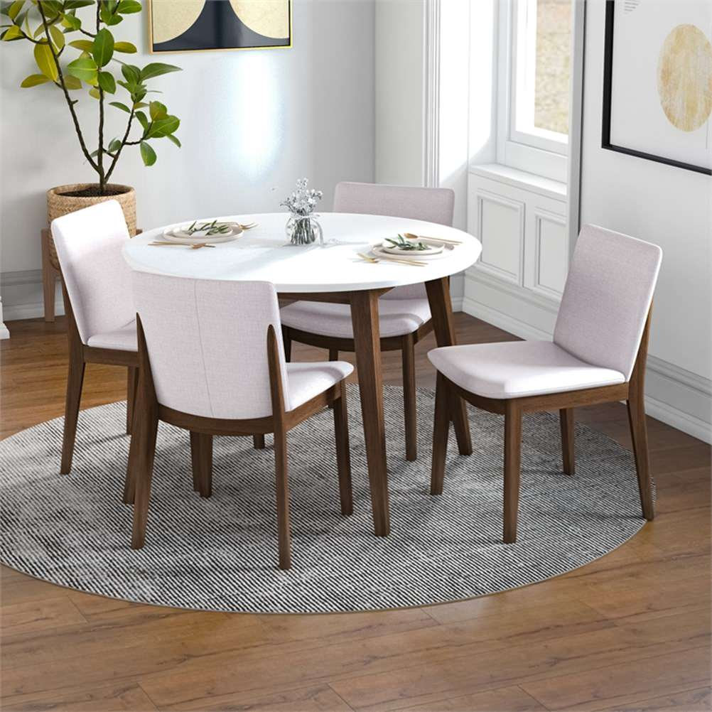 Holden Modern Solid Wood Dining Table and 4 Chair Set - Midcentury ...