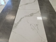 Vertical or horizontal lay of 3' x 6' porcelain marble slabs