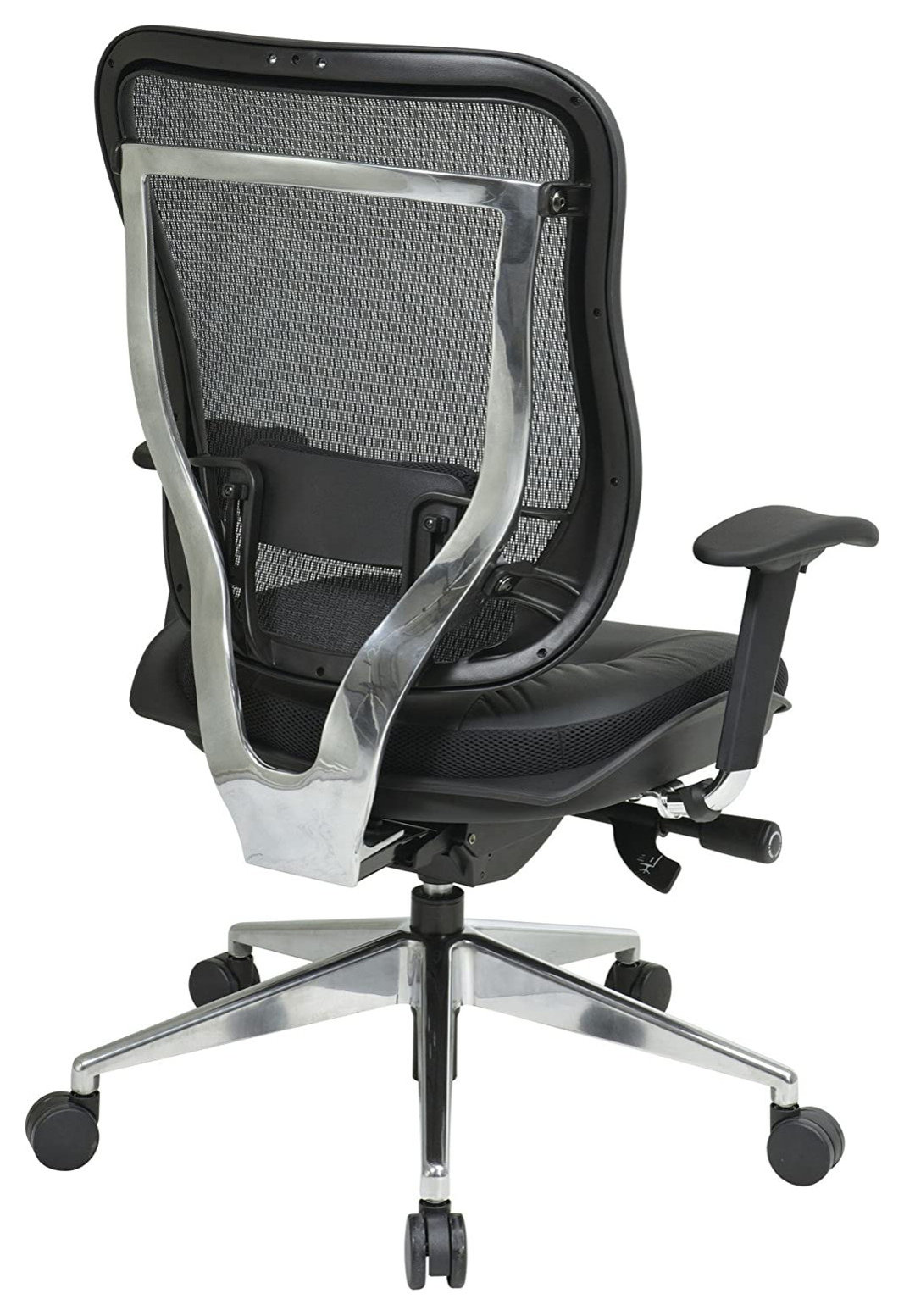 Executive Mesh High-Back Chair with Leather Seat, Synchro Tilt ...