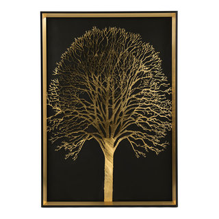 Gold Bare Tree Art Print, Gold Frame, Type B - Contemporary - Prints ...