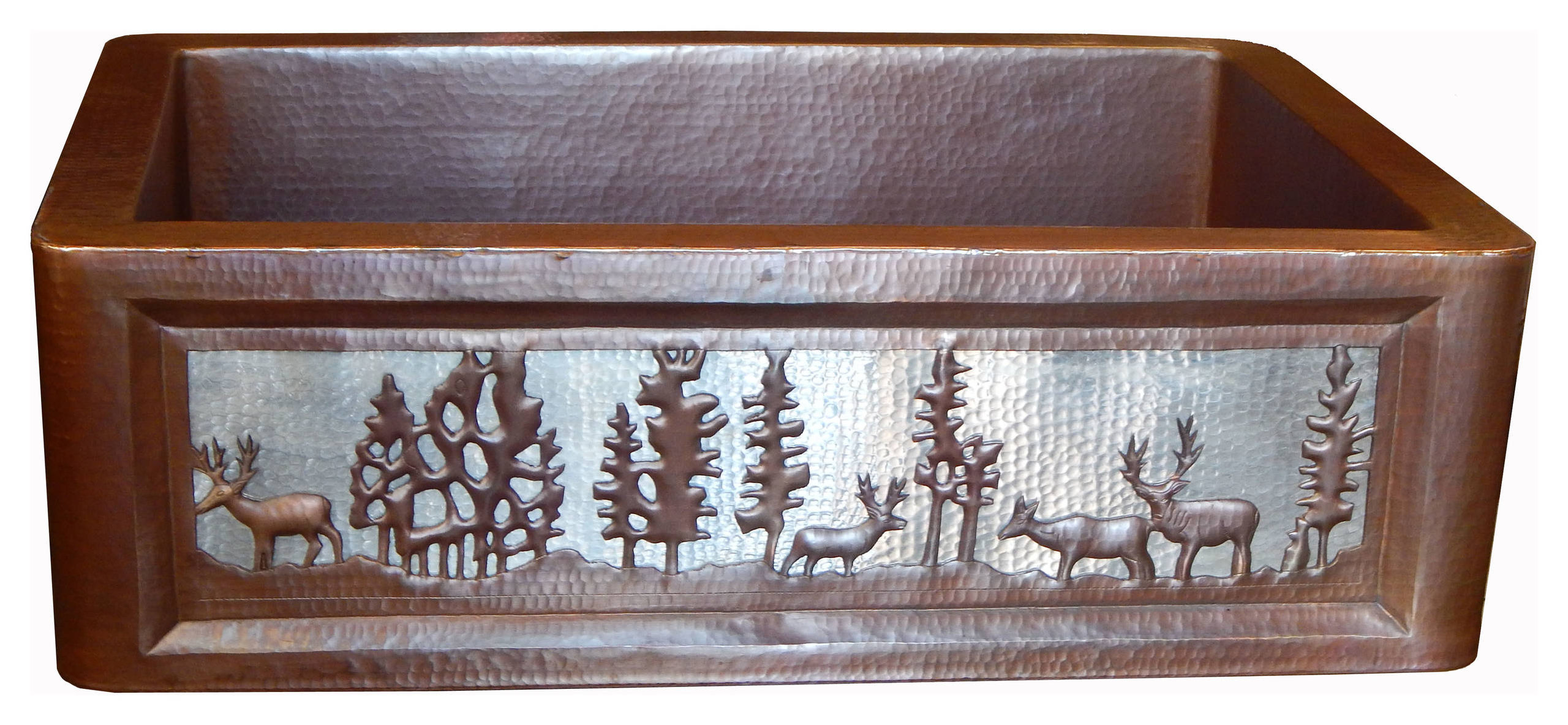 Apron Front Farmhouse Kitchen Mexican Copper Sink Pine Deer - Kitchen ...