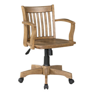 Deluxe Wood Banker's Chair With Wood Seat - Transitional - Office ...