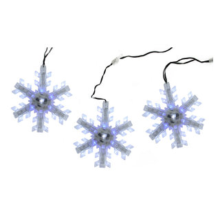 Cascading White and Blue Snowfall LED Snowflake Lights 6.5", 3-Piece ...