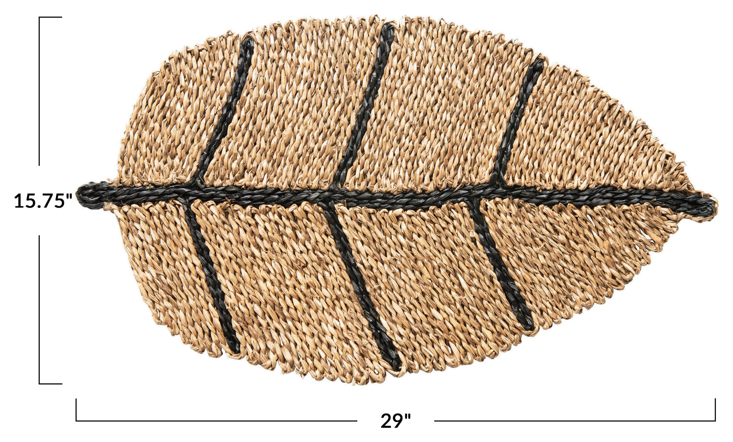 Seagrass Leaf Shaped Mat, Natural/Black - Beach Style - Doormats - by ...