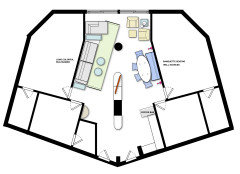 Need help for setting up diagonal living room with pillars