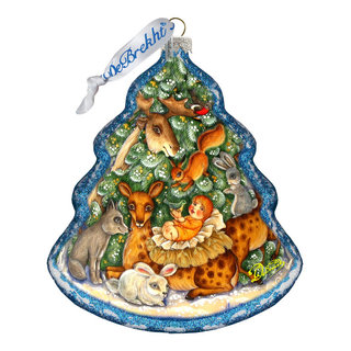 Forest Nativity Glass Ornament - Traditional - Christmas Ornaments - by ...