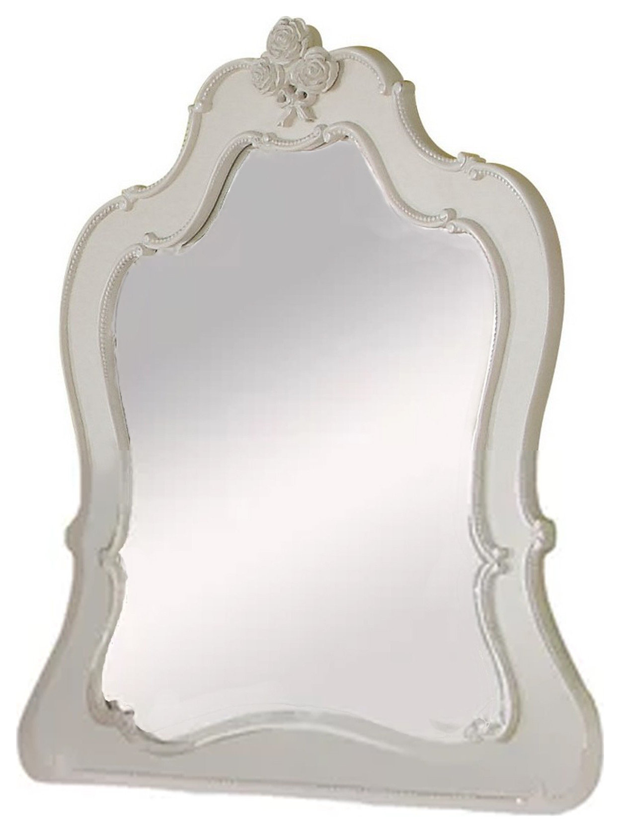 Benzara BM231659 Wooden Frame Mirror With Scalloped Trim Crown Top ...
