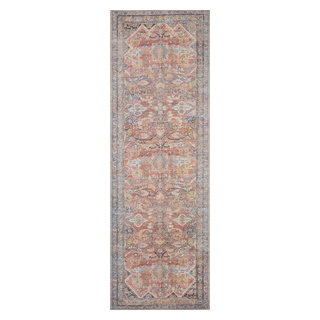 Loloi II Adrian Rust / Denim Area Rug, 2'6"x12' - Mediterranean - Hall ...