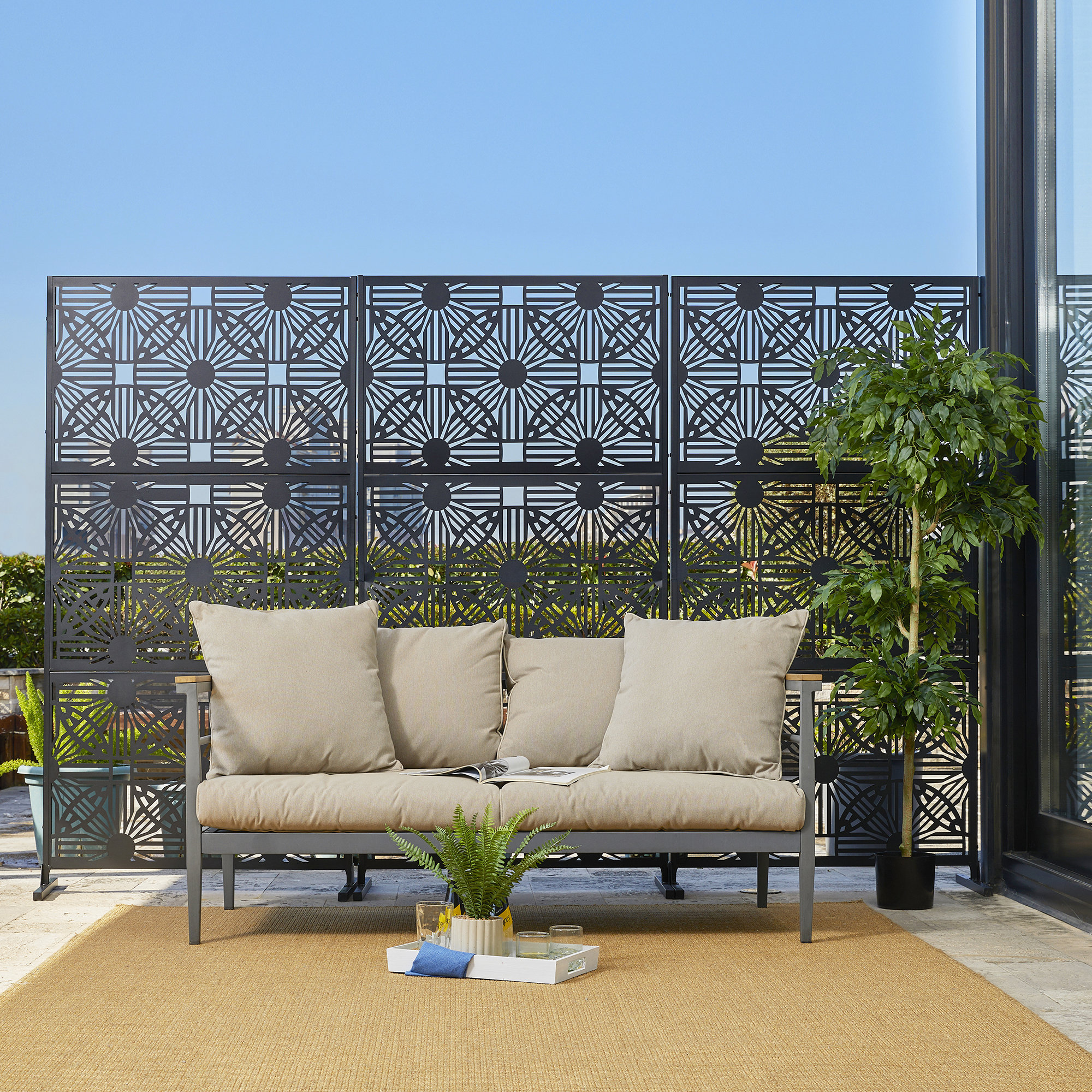 6ft Galvanized Steel Privacy Screen Fence - Transitional - Screens And ...