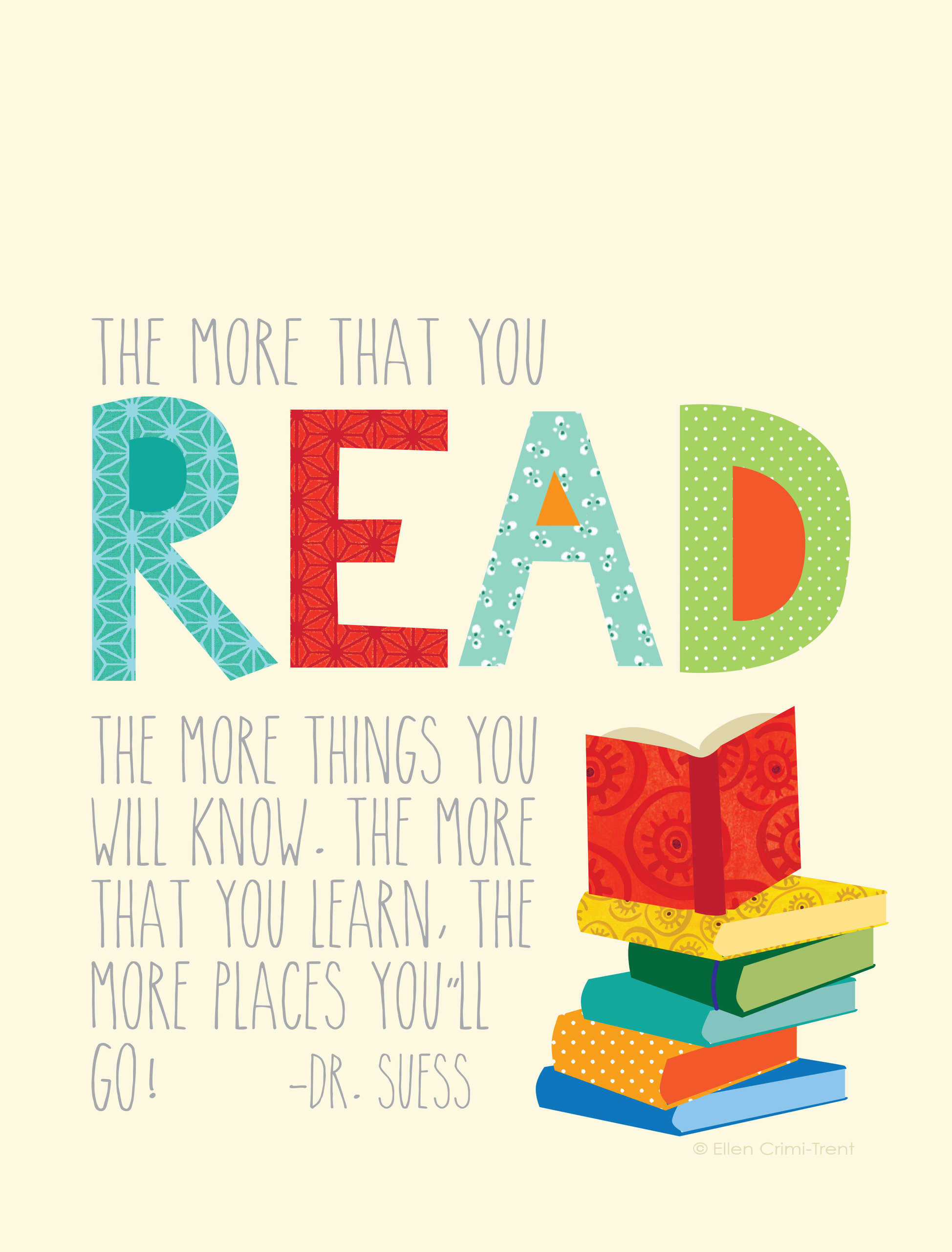 The More You Read Print, 8" - Contemporary - Kids Wall Decor - by Ellen ...