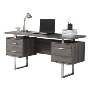 60" Silver Metal Computer Desk - Contemporary - Desks And Hutches - by ...