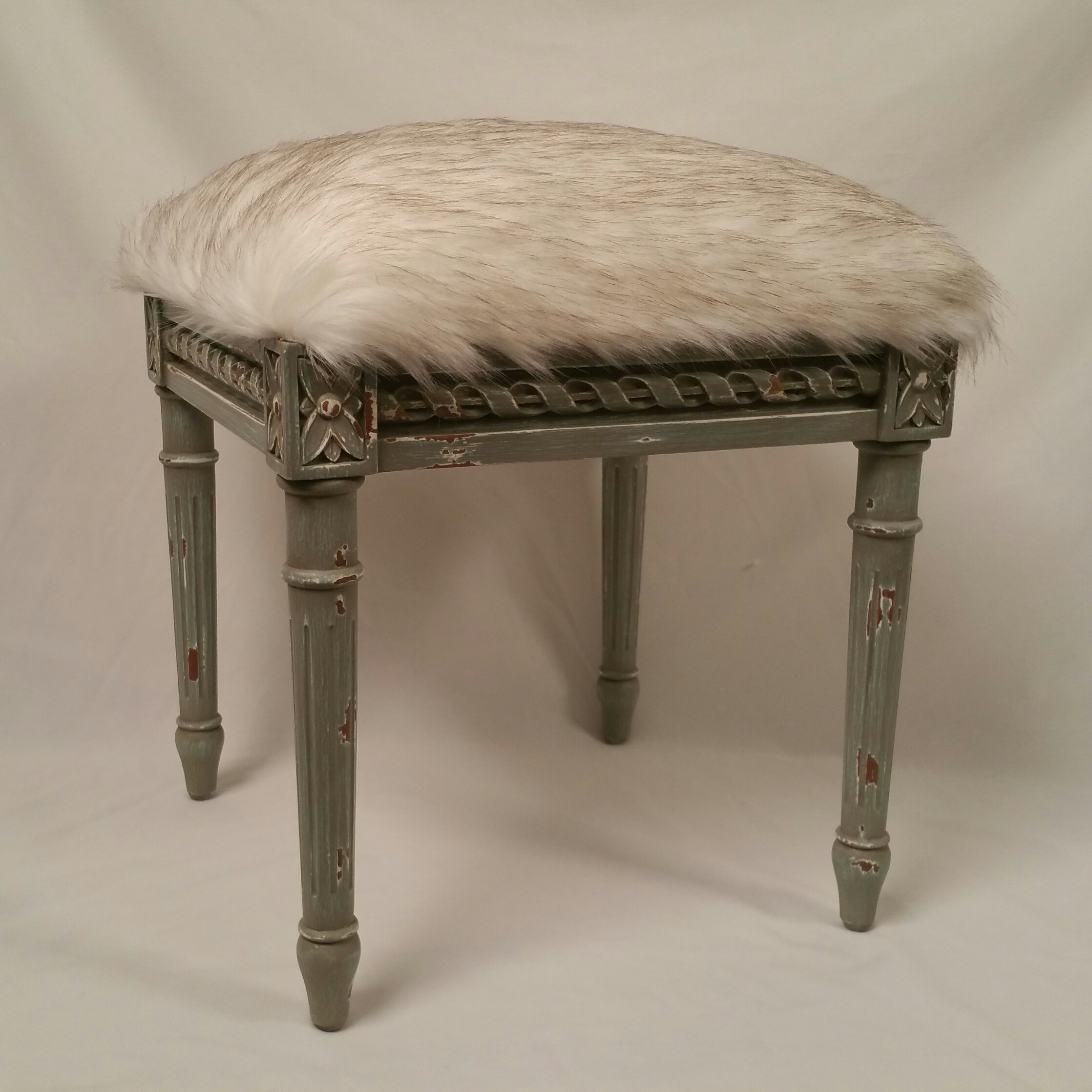 Faux Fur Raffles Stool - Farmhouse - Vanity Stools And Benches - by ...