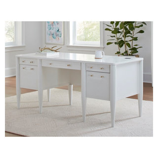 Pemberly Row Contemporary Half-Pedestal Desk Office Desk Accent Desk ...
