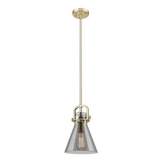 Downtown Urban Newton Cone 1 Light Mini Pendant, Light Smoke Glass, Champagne - Rustic - Pendant ...