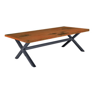 X Brace Cocktail Table With 30"x50"1 1/2 Copper Top - Industrial ...