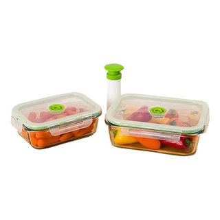 5 Piece Glass Vacuum Food Storage Containers, Rectangle, Small ...