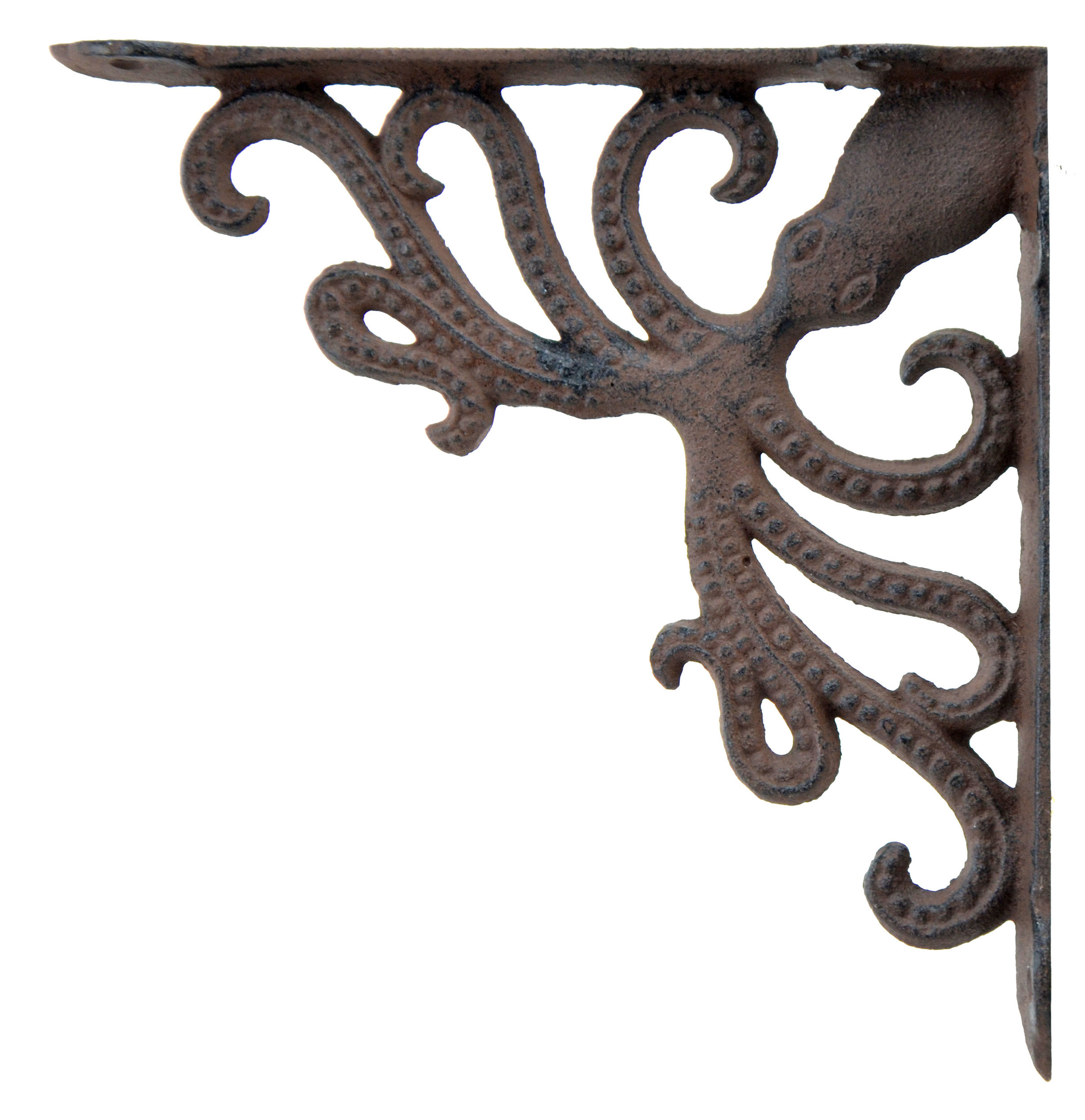 Nautical Shelf Bracket, Octopus, Rust Brown Cast Iron, 7.75" Deep ...