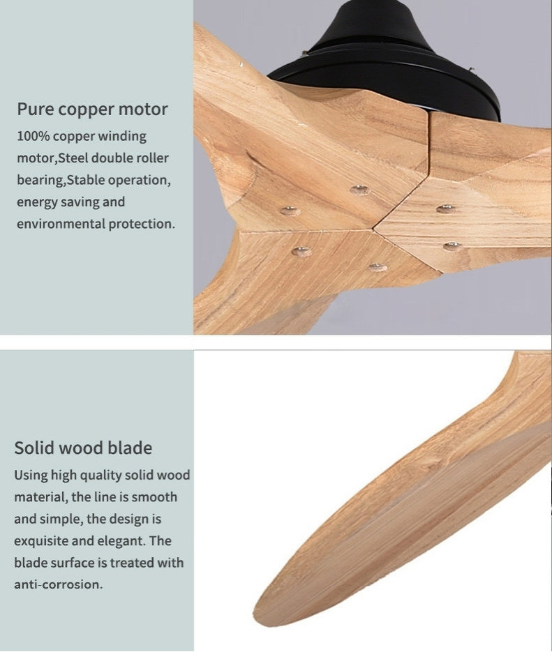 60" Modern Wooden Ceiling Fan with Remote Control - Transitional ...