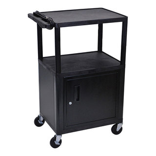 Luxor Endura 3-Shelf Presentation Cart With Cabinet, Black, 42 ...