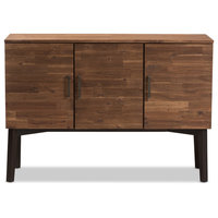 Baxton Studio Selena Mid-Century Modern Brown Wood 3-Door Sideboard ...