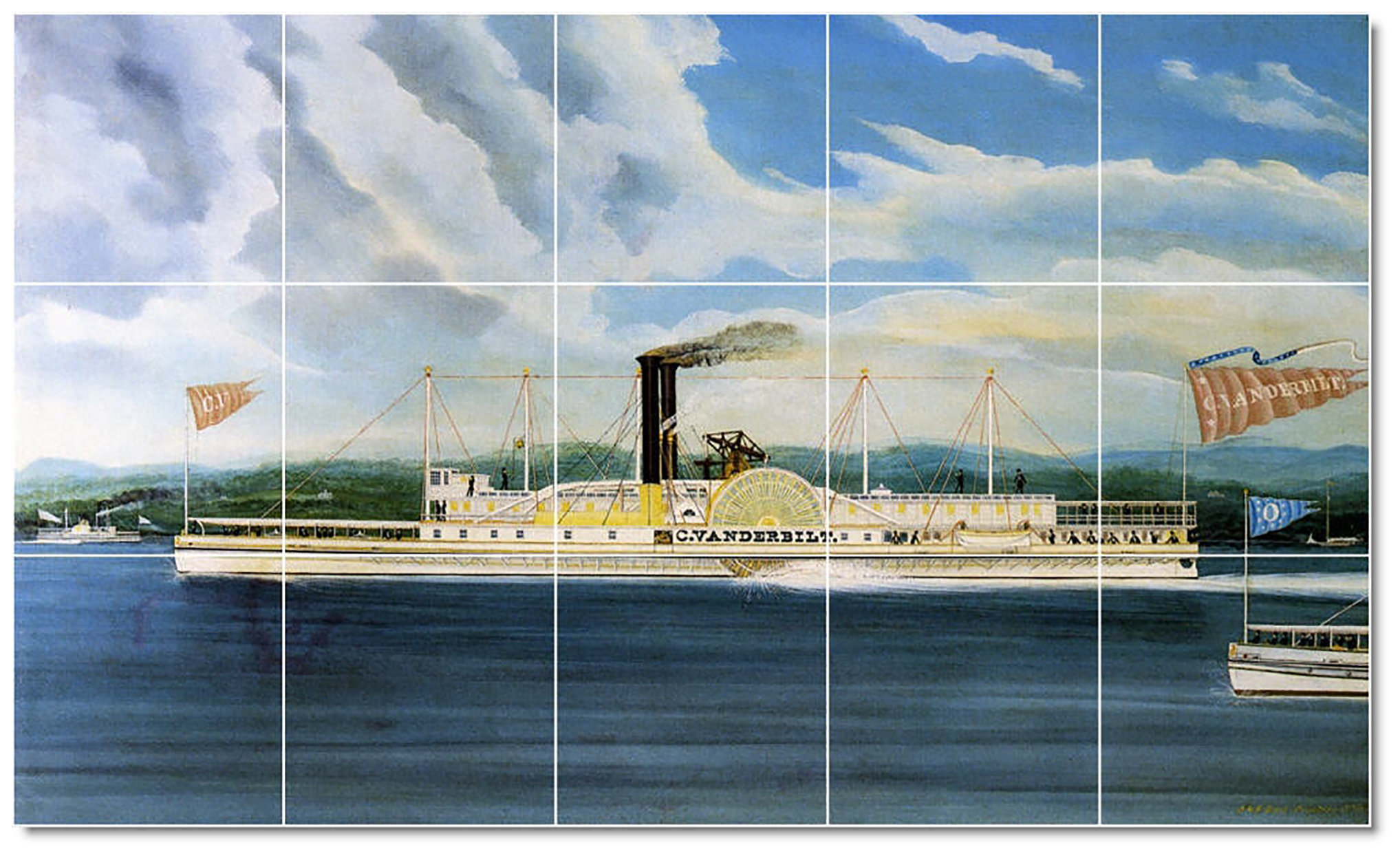 James Bard Ship Boat Painting Ceramic Tile Mural #42, 40" Wide x 24 ...