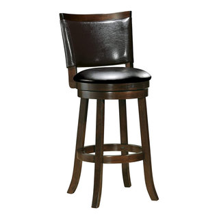 Leatherette Bar Chair, Cappuccino - Transitional - Bar Stools And ...