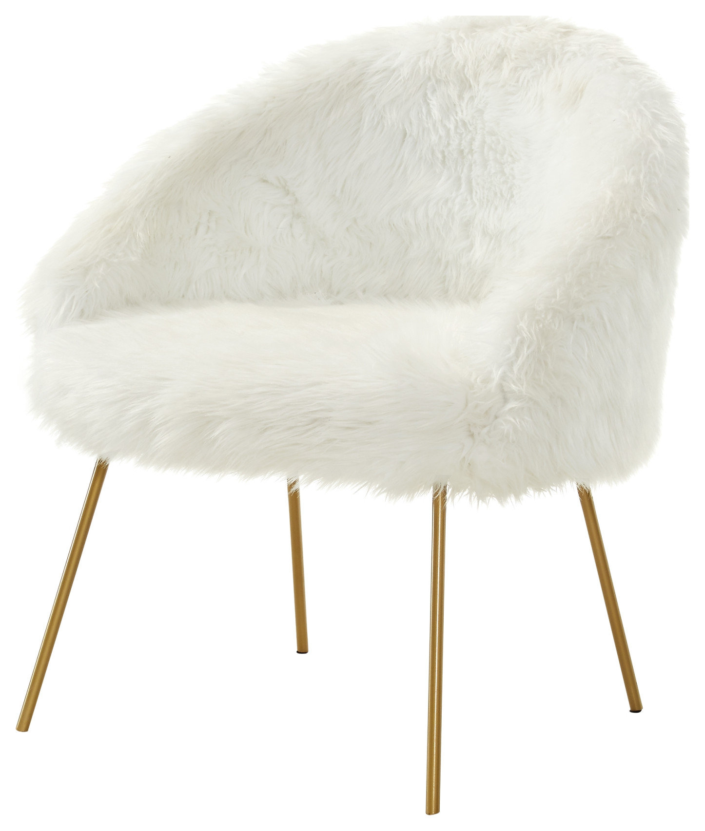 Connor Faux Fur Accent Chair, Gold Powder Coated Metal Leg ...