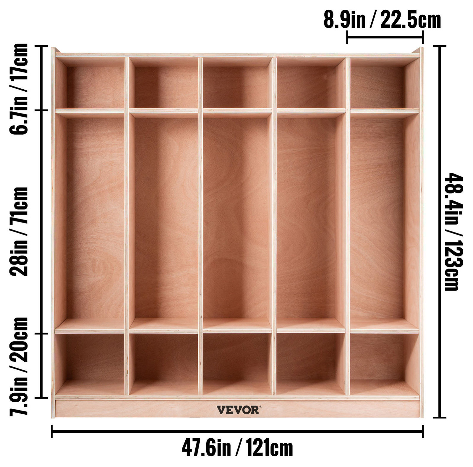 VEVOR Preschool Cubby Lockers Wooden Storage Cabinet, 48x54 Inch ...