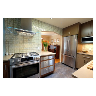 Omega Inset cabinets custom paint and full access island in walnut ...