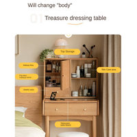 Oak Solid Wood Dressing Table, Makeup Table, 33.5" - Midcentury - Bedroom & Makeup Vanities - by ...