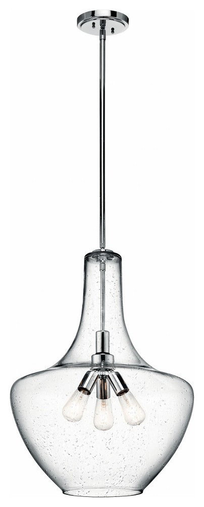 3 Light Contemporary Large Bell Shade Pendant Light Fixture Clear ...