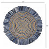 Denim and Natural Jute Round Swirl Fringed Rug - Contemporary - Area ...