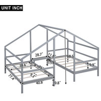 TATEUS Double Twin Size Triangular House Beds with Built-in Table,White ...