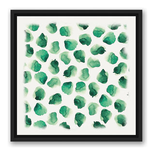 Watercolor Green Cloverfield 16x16 Black Floating Framed Canvas ...