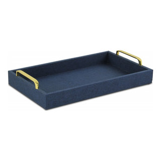 Navy Blue Linen and Wooden Tray - Contemporary - Serving Trays - by ...